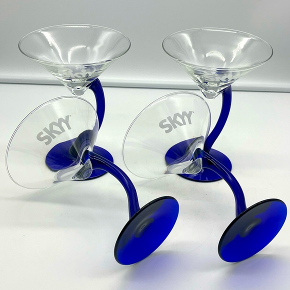 SKYY | Dining | Skyy Vodka 4 Piece Cobalt Blue Curved Stem Offset ...